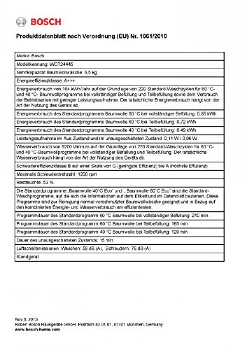 I I Bosch WOT24445 Waschmaschine Toplader / A+++ / 1200 UpM / 6.5 kg ...