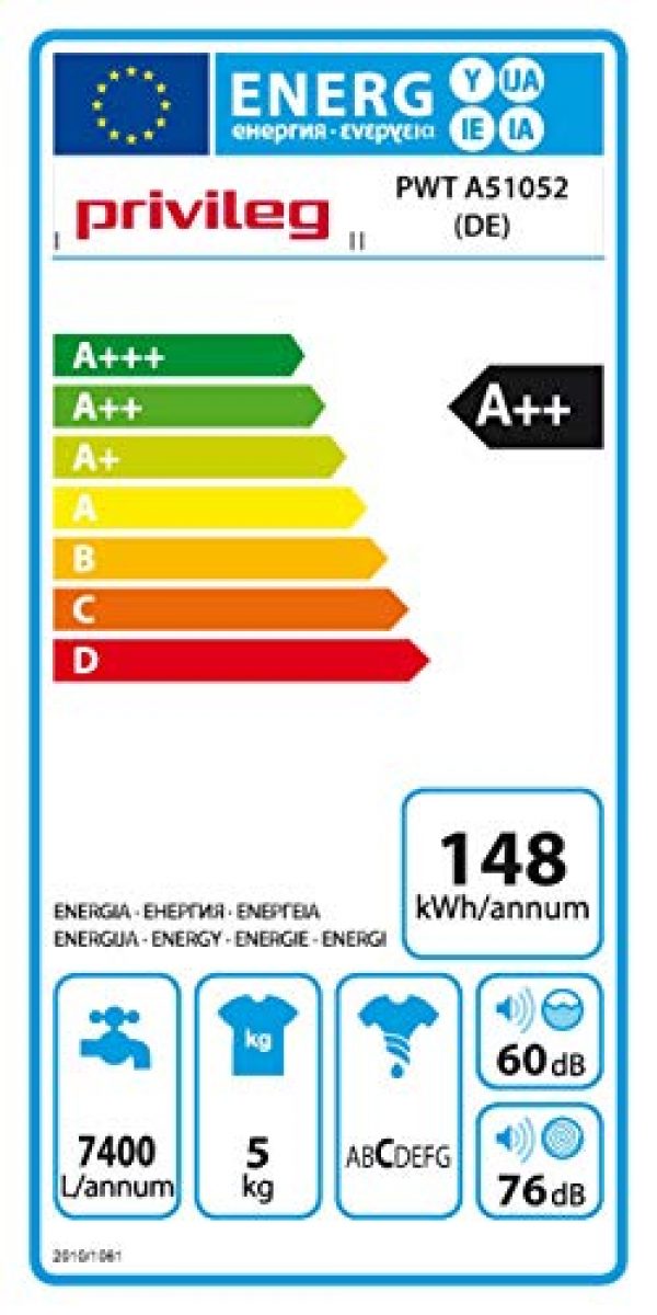 I I Privileg PWT A51052 Toplader Waschmaschine / A++ / 5 kg / 1000 UpM ...